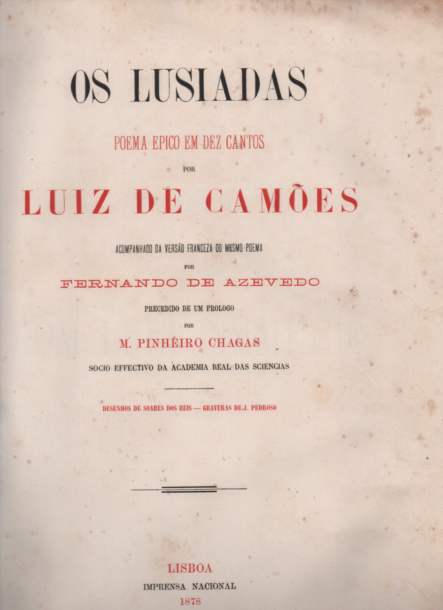 OS LUSIADAS Poema Epico em Dez Cantos por Luiz de Camões 1878 ...